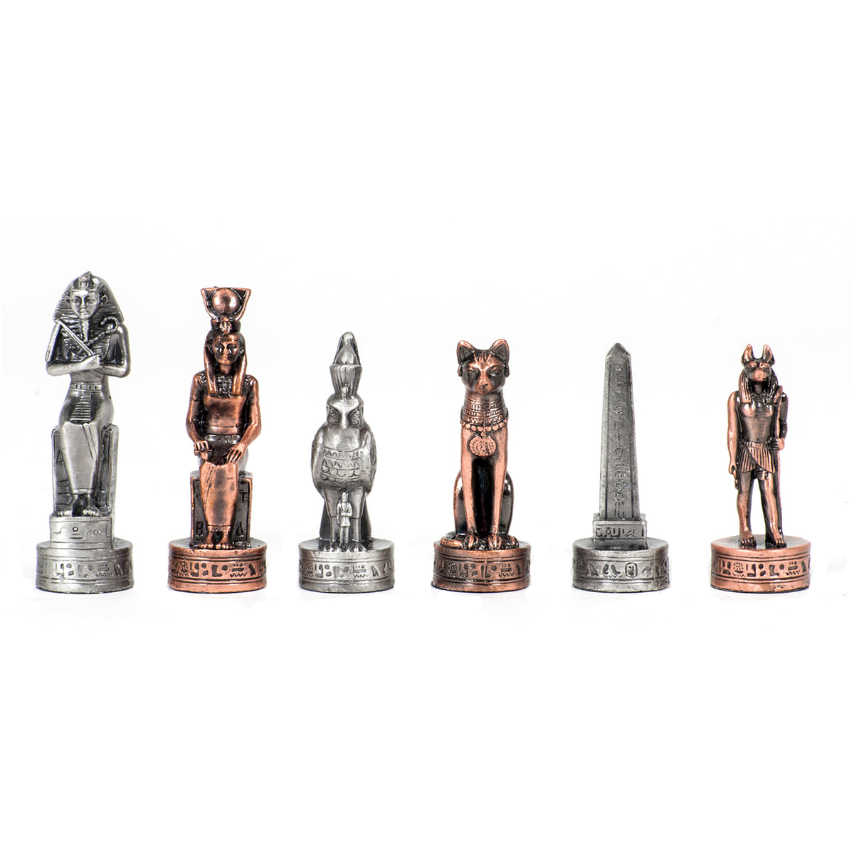 Egyptian Chess Set – Pewter Pieces & Walnut Root Board 16 in ...
