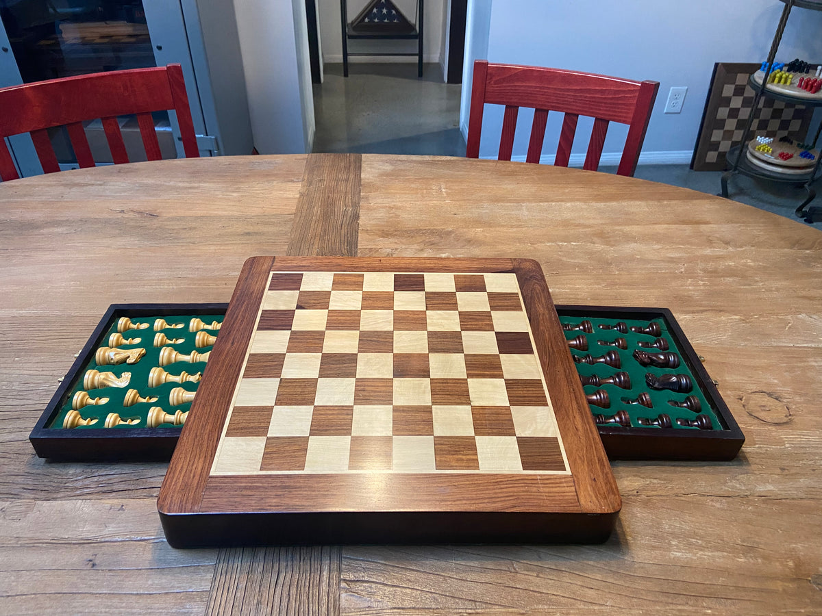 Rosewood 18" Pedestal Magnetic Chess Set with 3" King and 1.75" square ...